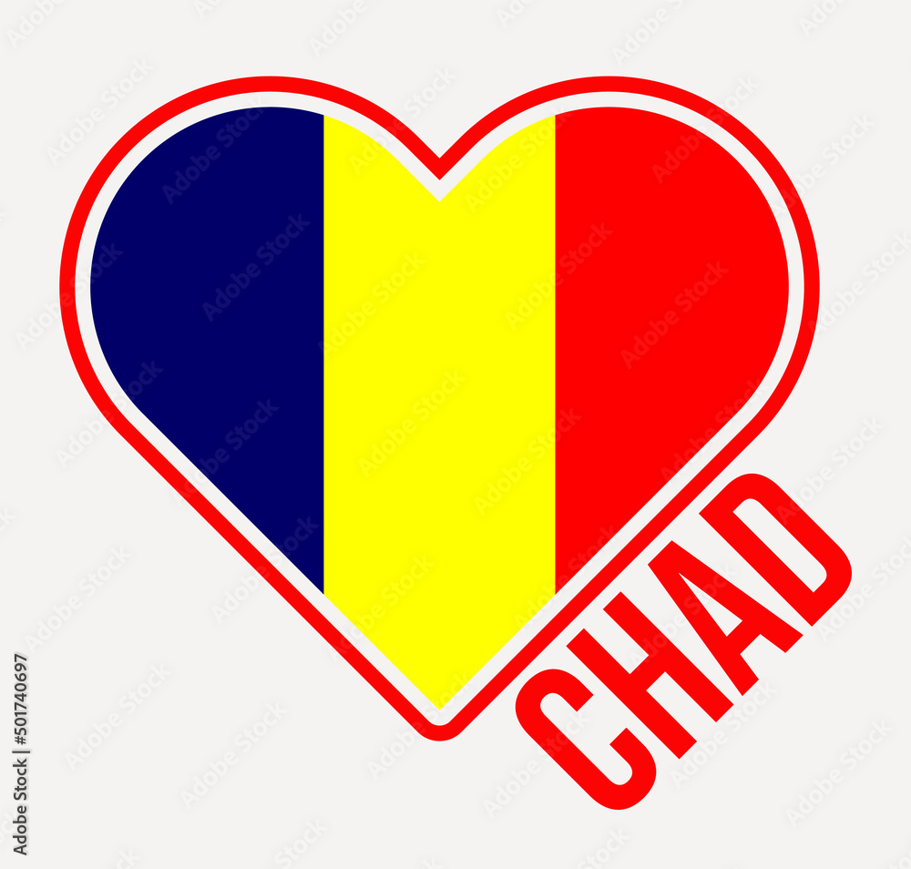 Chad heart flag badge. Made with Love from Chad logo. Flag of the ...