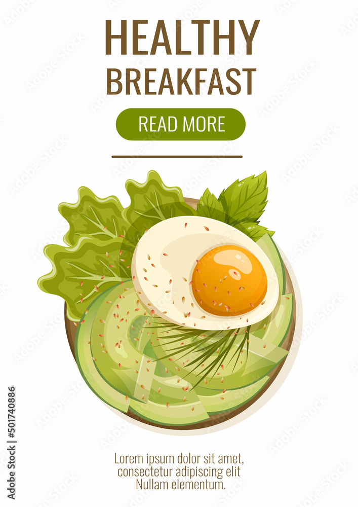 Healthy breakfast vector illustration. Boiled egg, Chinese cabbage ...