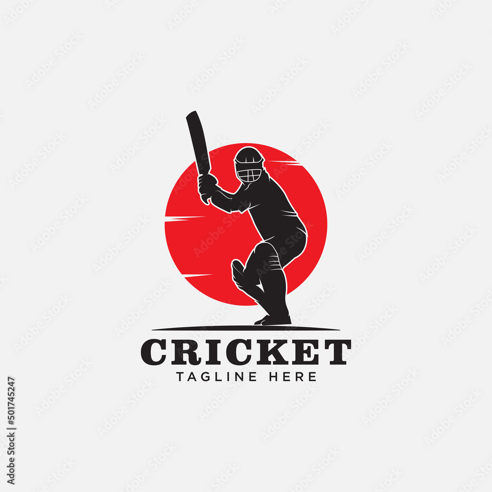 Cricket sport logo template design Stock Vector | Adobe Stock