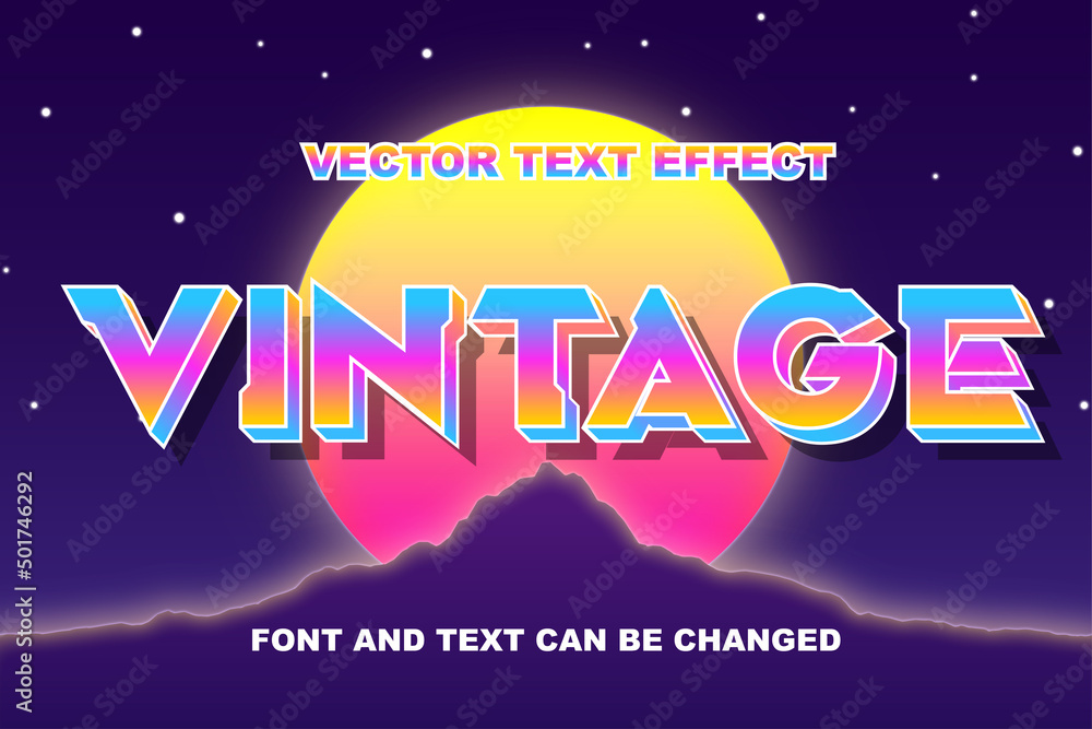 Vetor de vintage retrowave synthwave editable text effect font styles ...