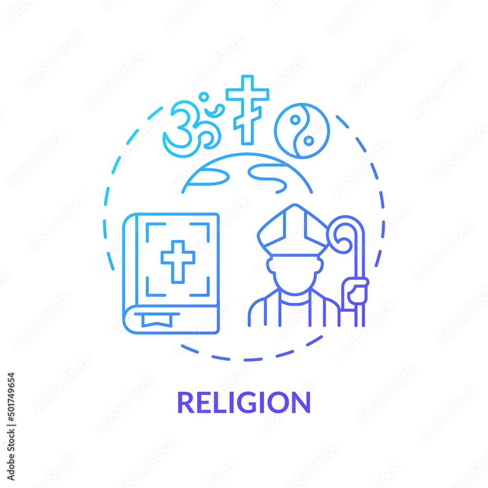Religion blue gradient concept icon. Belief and worship. Social ...