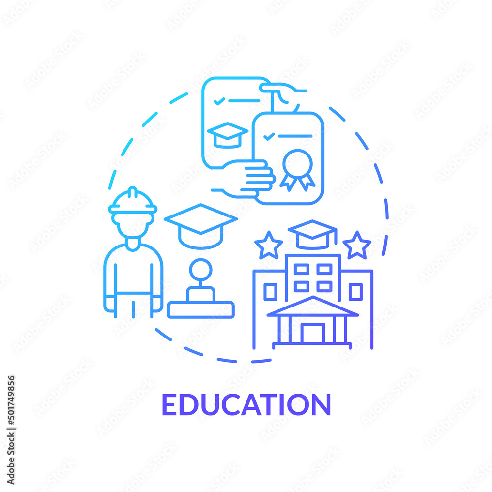 Education blue gradient concept icon. Obtain knowledge and skills ...