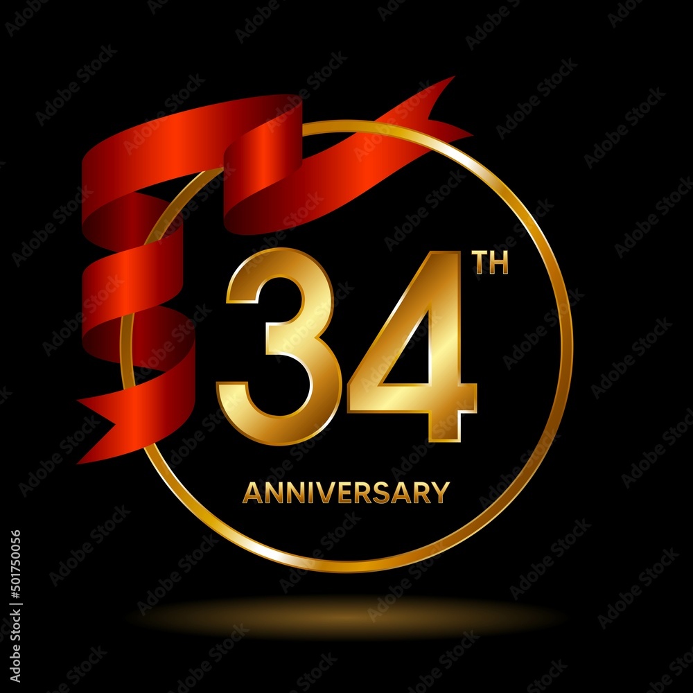 34th Anniversary logo. Anniversary celebration template design with ...