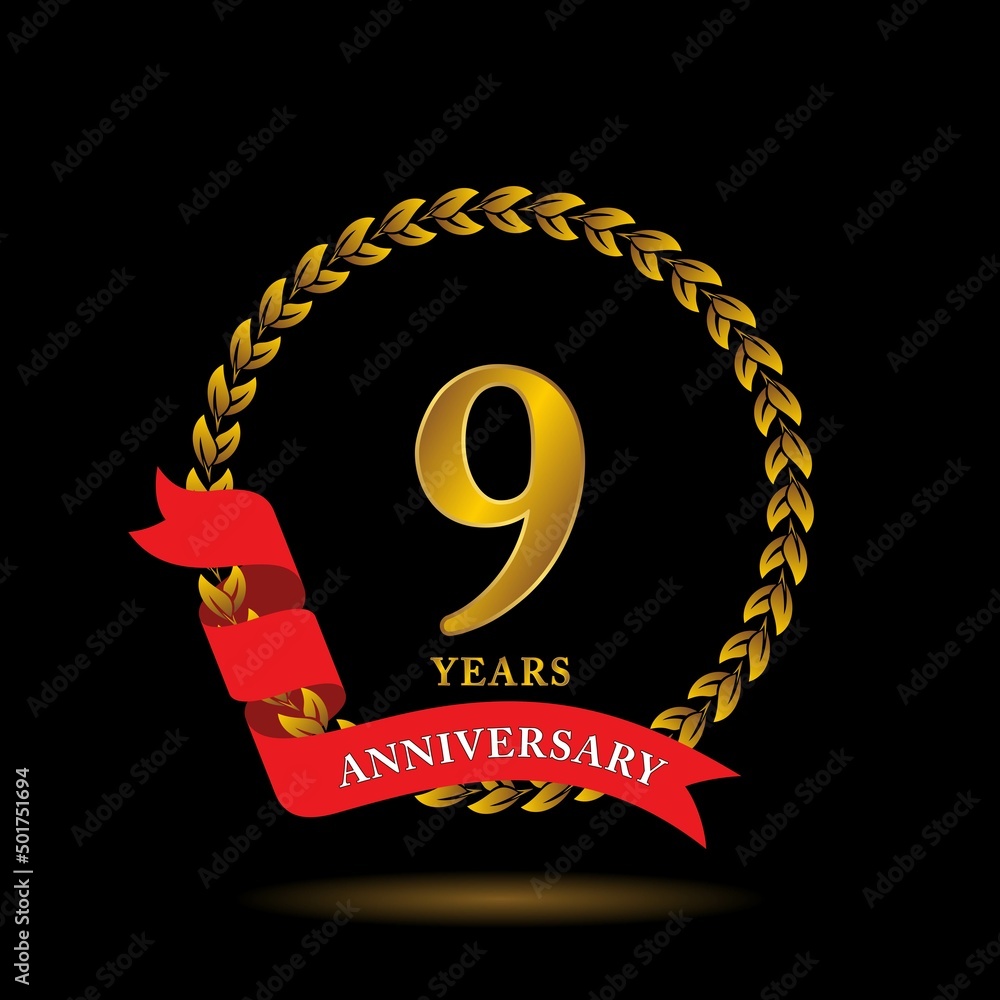 9th Anniversary logo. Anniversary celebration template design with ...