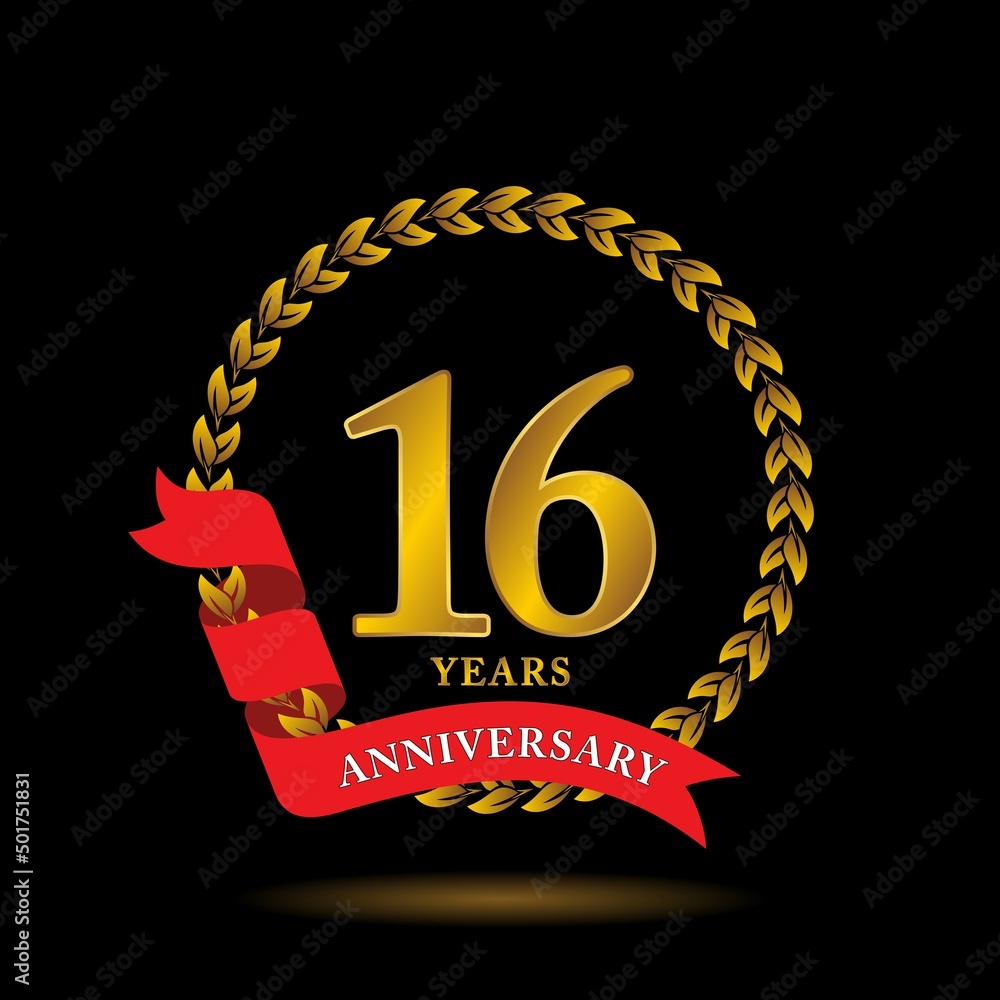 16th Anniversary logo. Anniversary celebration template design with ...