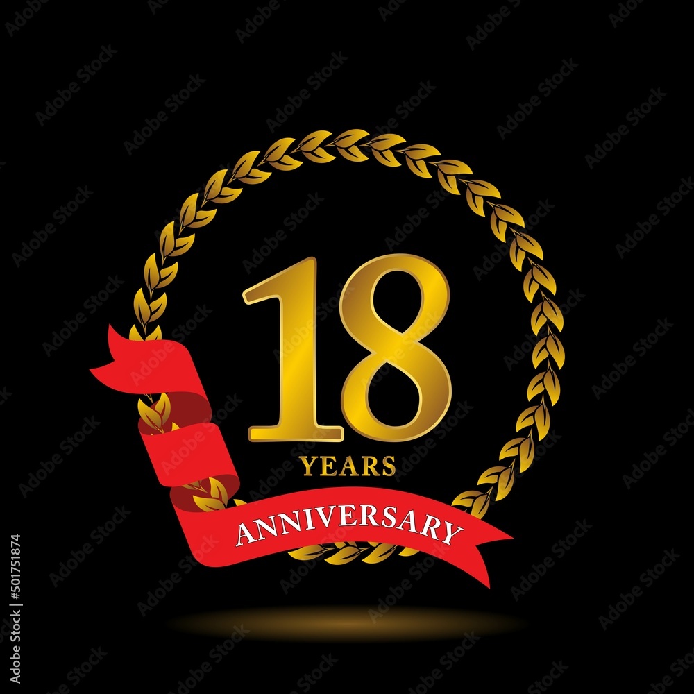 18th Anniversary logo. Anniversary celebration template design with ...