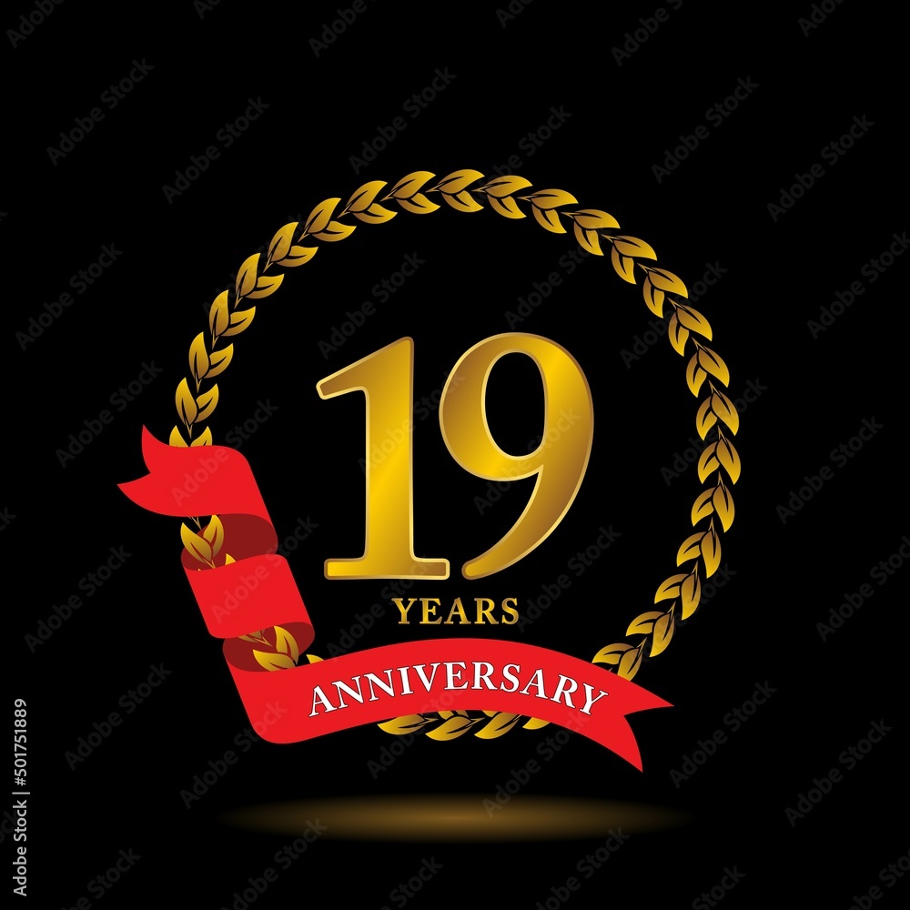 19th Anniversary logo. Anniversary celebration template design with ...