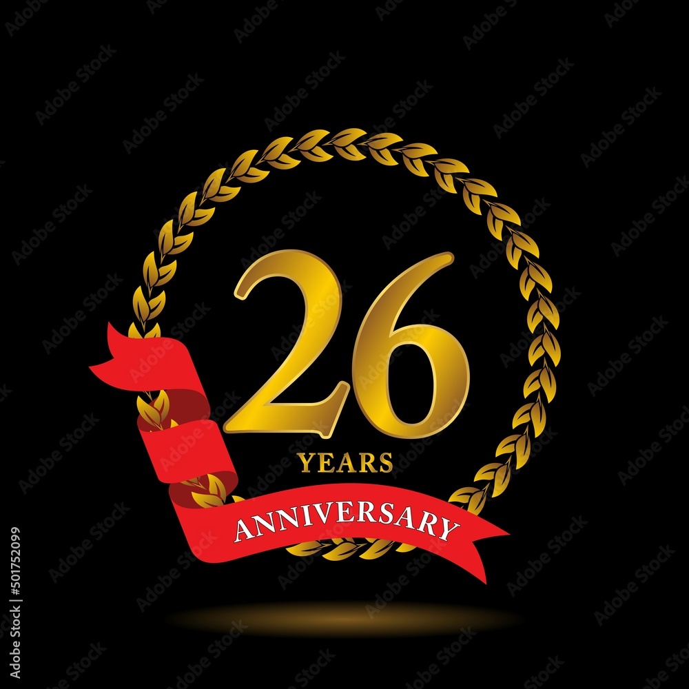 26th Anniversary logo. Anniversary celebration template design with ...