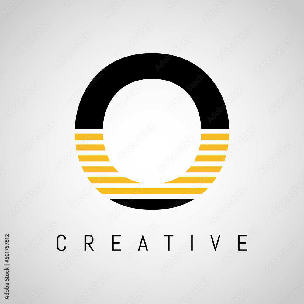 O Letter Logo With Golden Lines Design. Line Letter Symbol O Logo ...