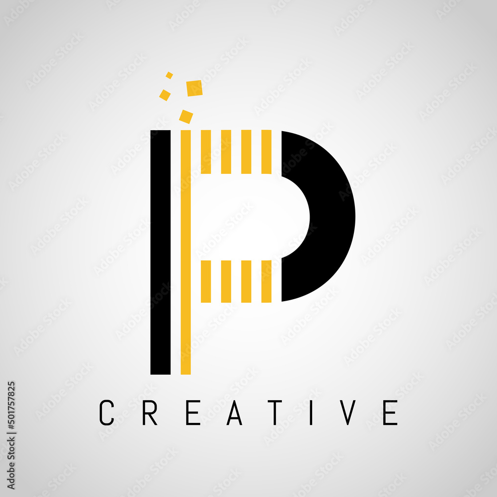 P Letter Logo With Golden Lines Design. Line Letter Symbol P Logo ...