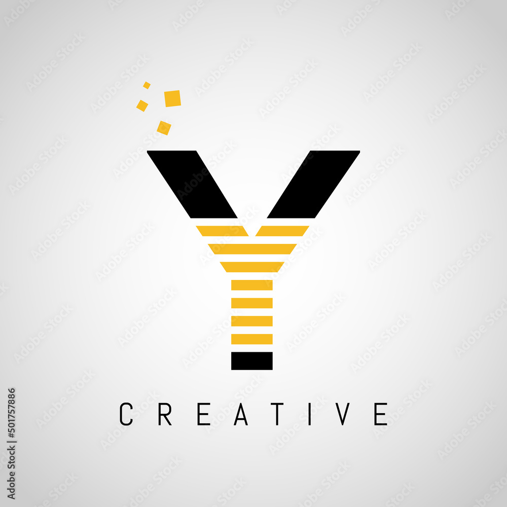 Y Letter Logo With Golden Lines Design. Line Letter Symbol Y Logo ...