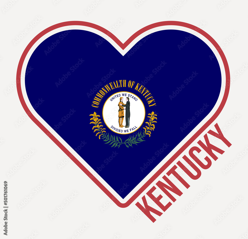 Kentucky heart flag badge. Made with Love from Kentucky logo. Flag of ...