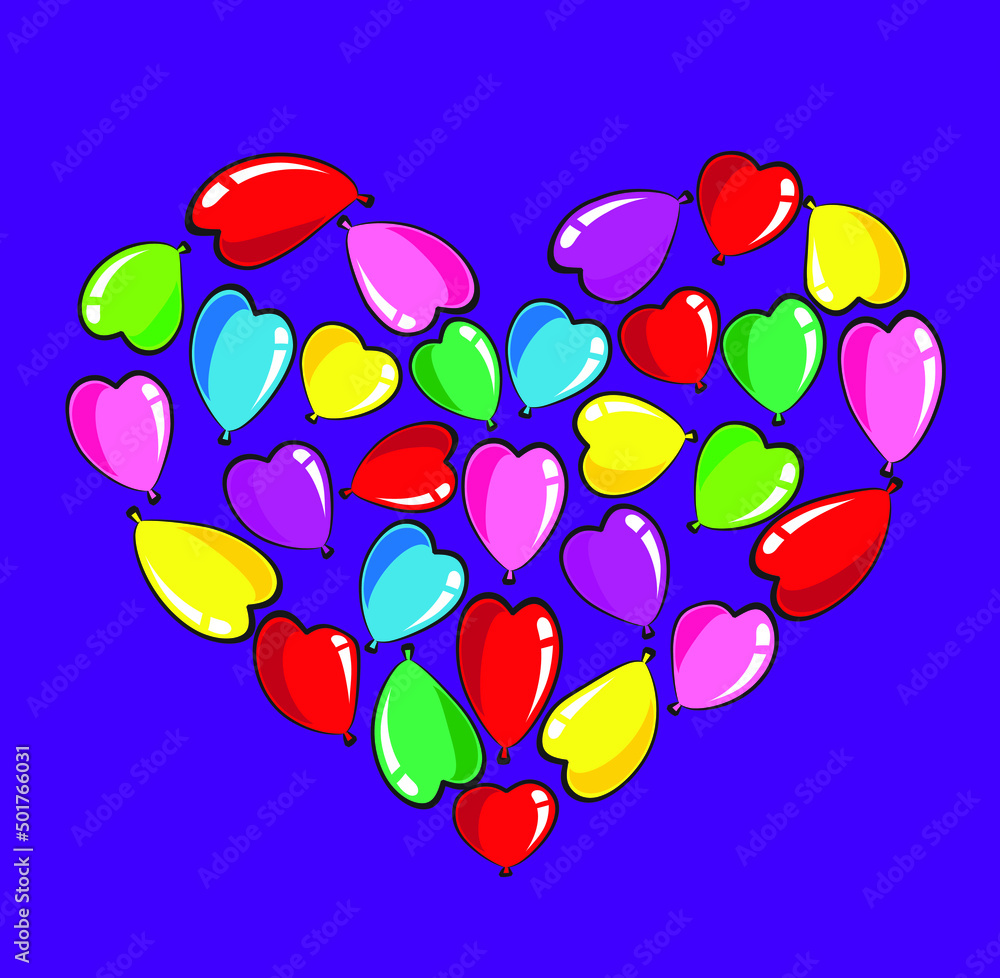 vector drawing heart shape balloons design background Stock Vector ...