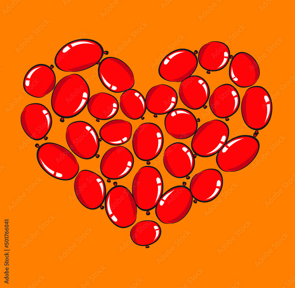 vector drawing heart shape balloons design background Stock Vector ...