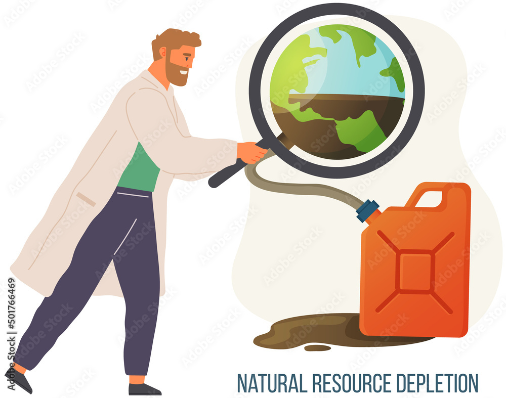 Depletion of planet, irrational use of natural resources concept ...