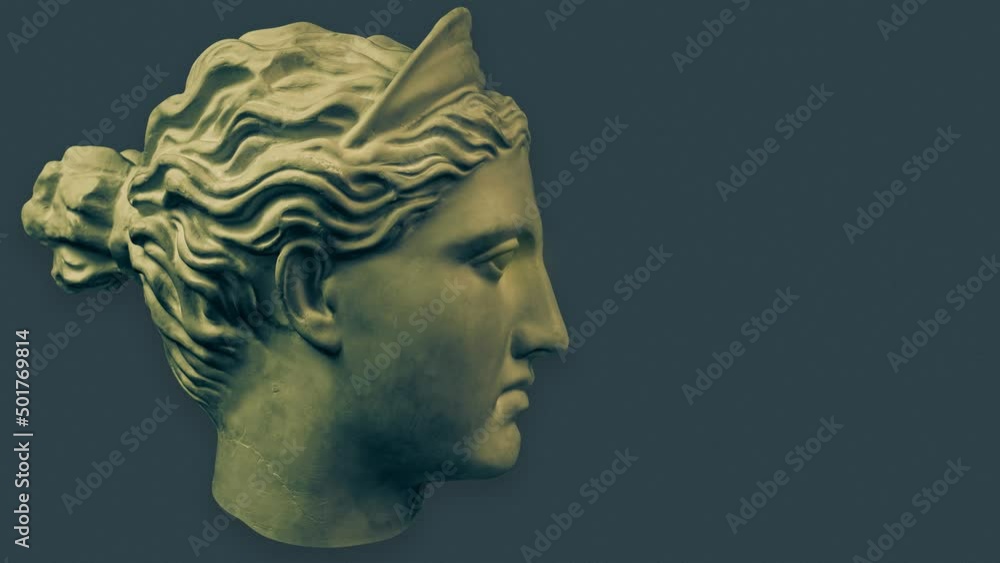 GIF animation with antique sculpture of human face in surreal style ...