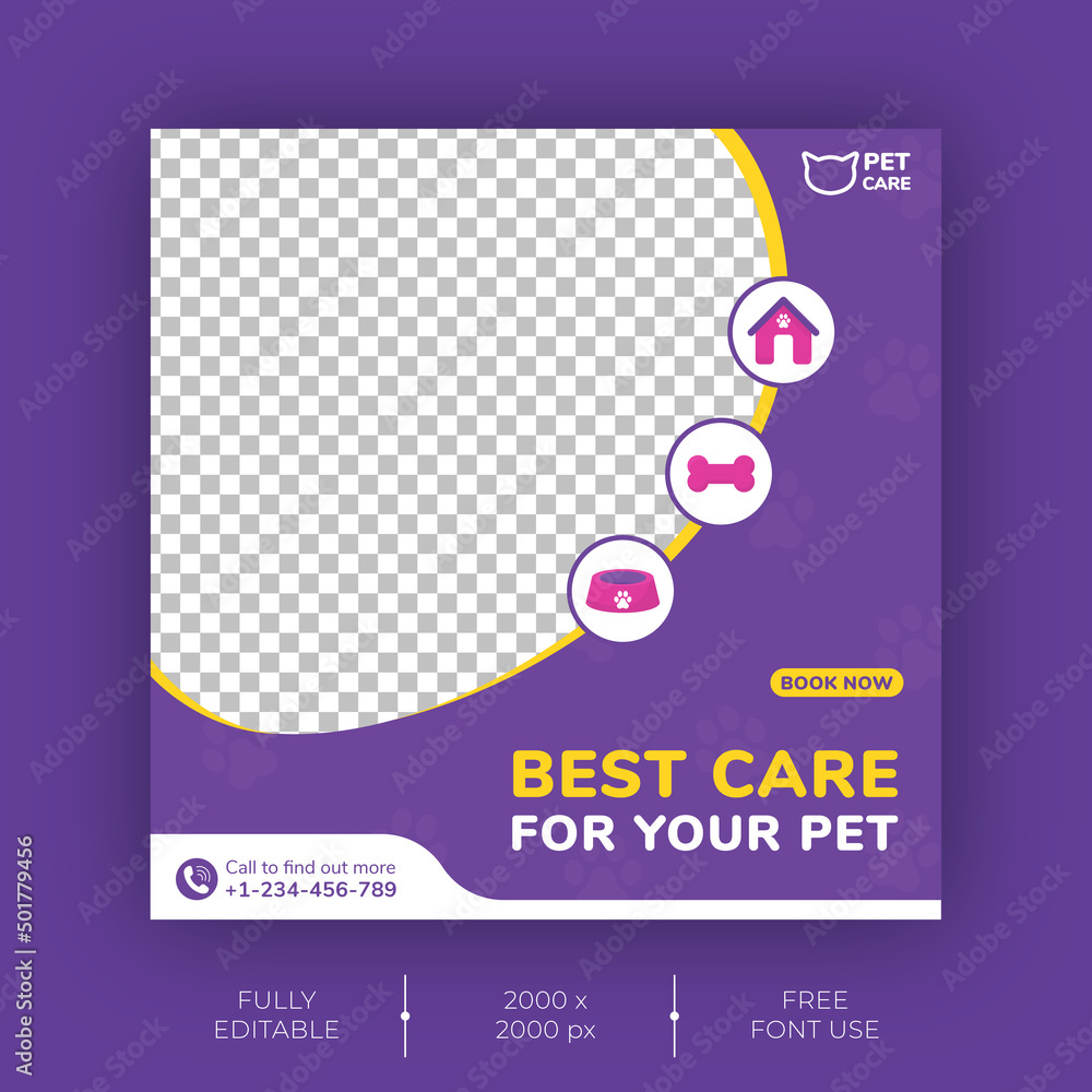 Pet Shop Social Media Post Template Stock Vector | Adobe Stock