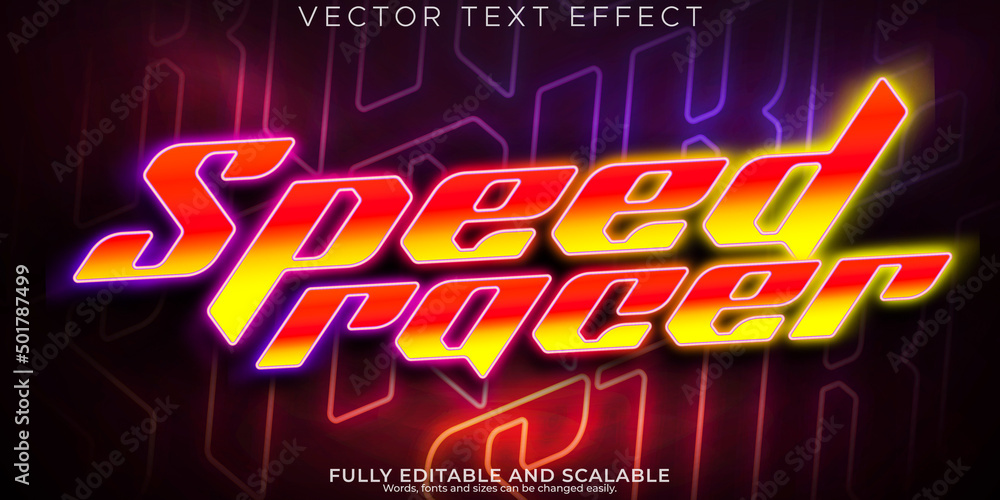 Speed race text effect, editable retro and game text style Stock Vector ...
