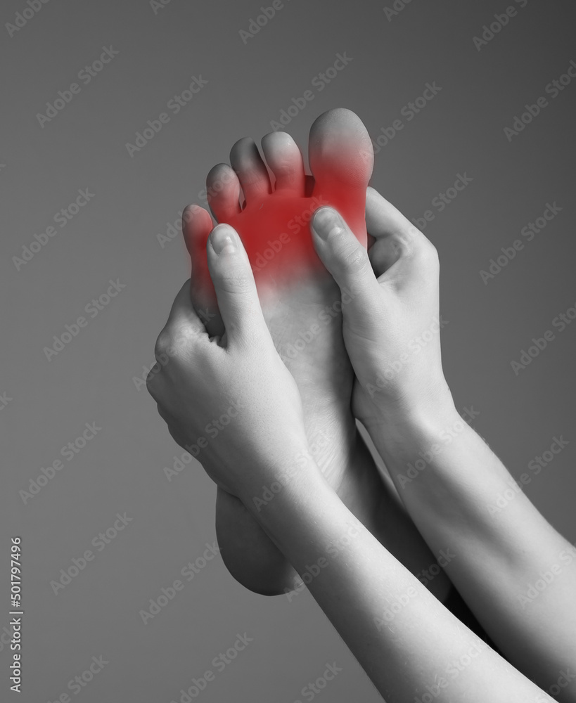 Toe pain caused by overuse, injury, arthritis, bunion, calluses, tight ...