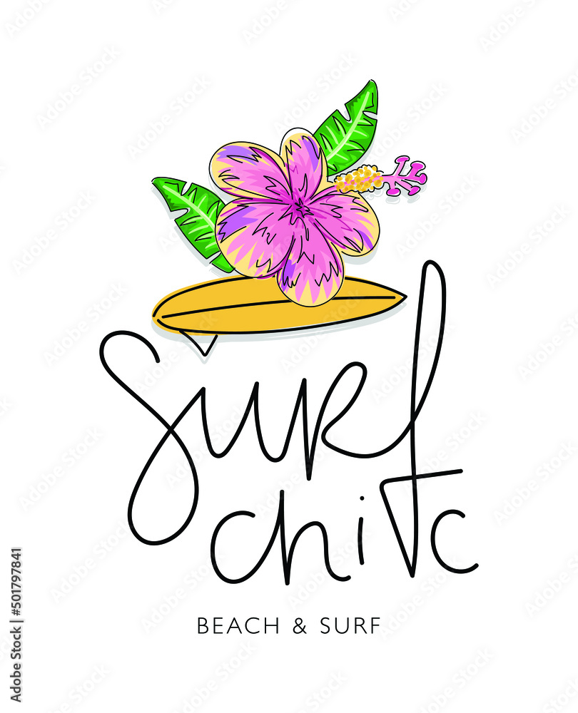 Surf chic slogan text, summer vacation beach surfing concept design ...
