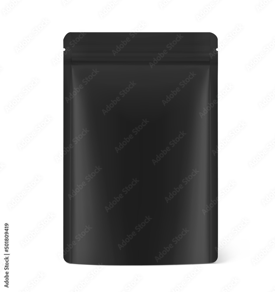 Realistic black dot pack bag mockup isolated on white background ...