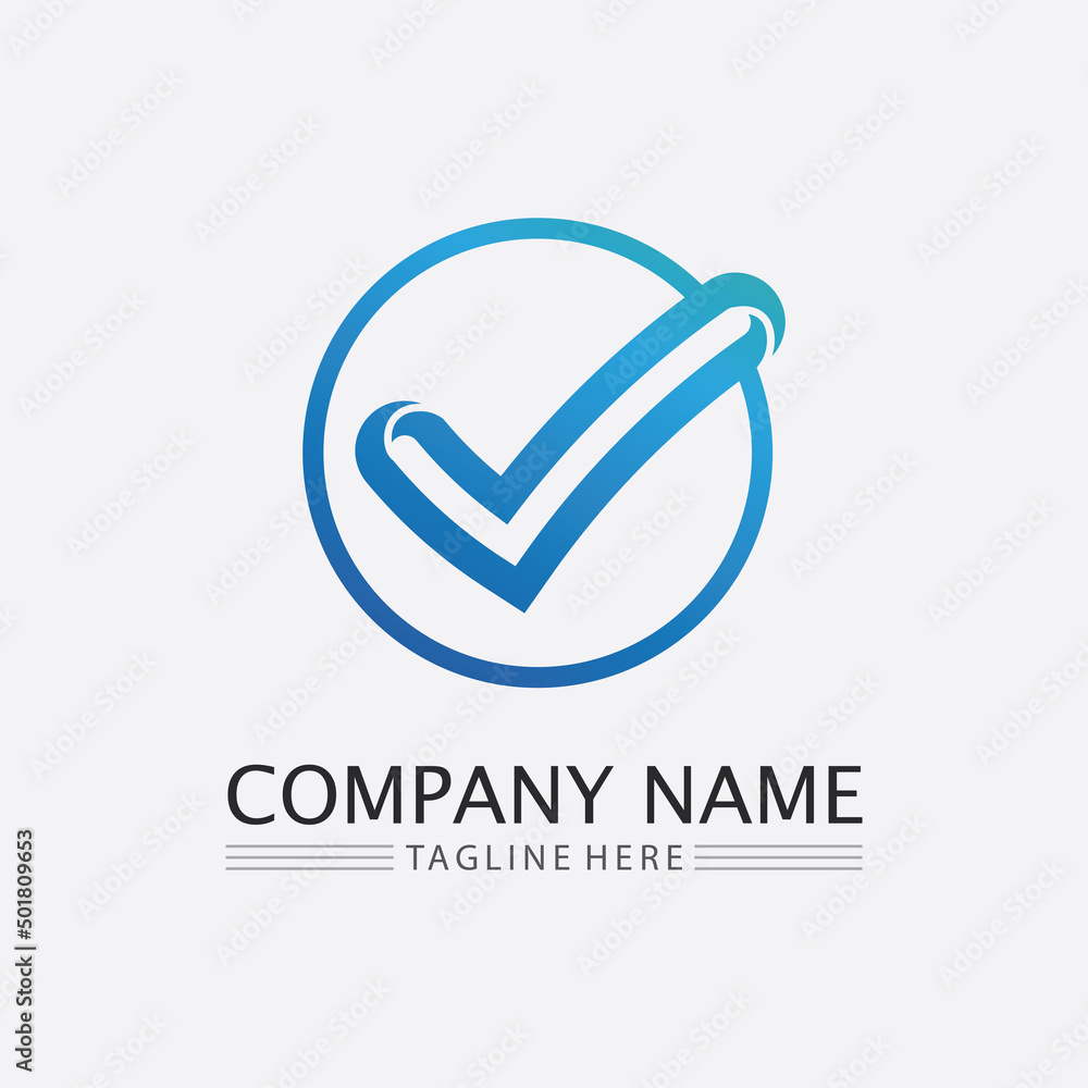 Checklist check mark logo vector or icon. Tick symbol in green color ...