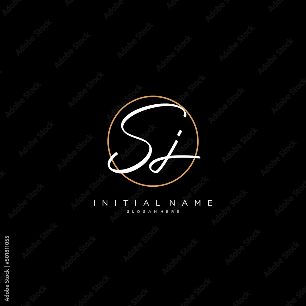 Initials SJ logo monogram with simple circle line style Stock Vector ...
