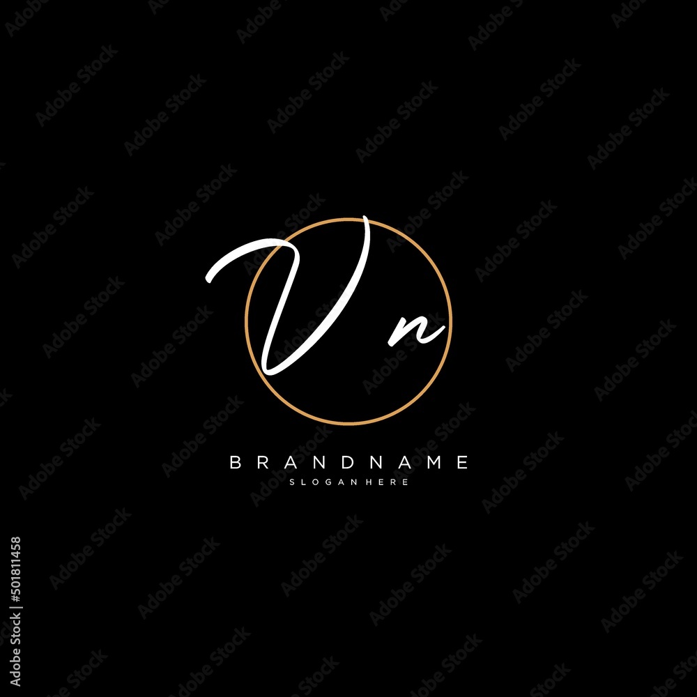 Initials VN logo monogram with simple circle line style Stock Vector | Adobe Stock
