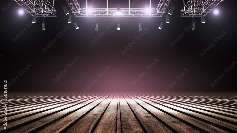 Realistic boards and flashe on dark background. Texture boards in dark ...