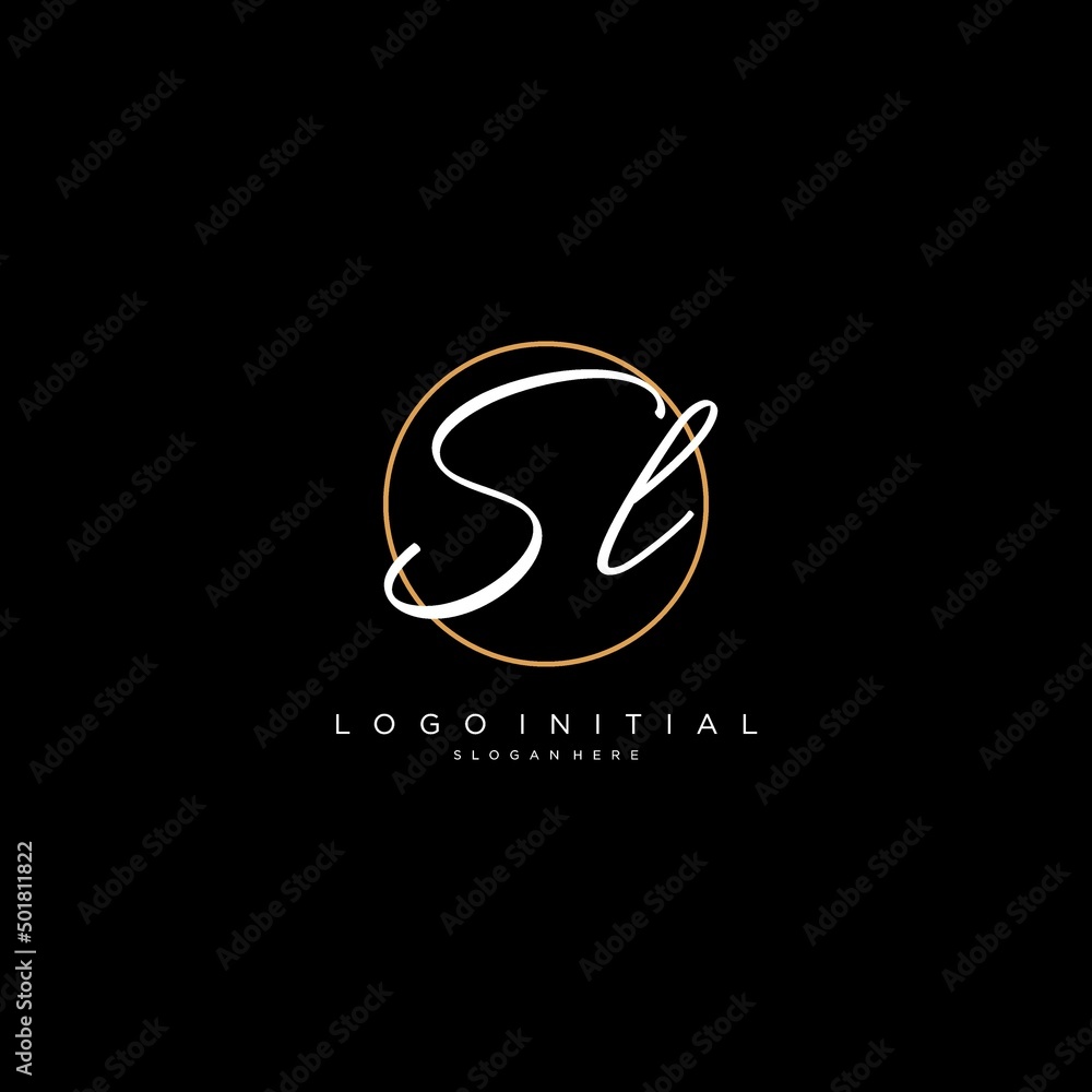 Initials SL logo monogram with simple circle line style Stock Vector ...