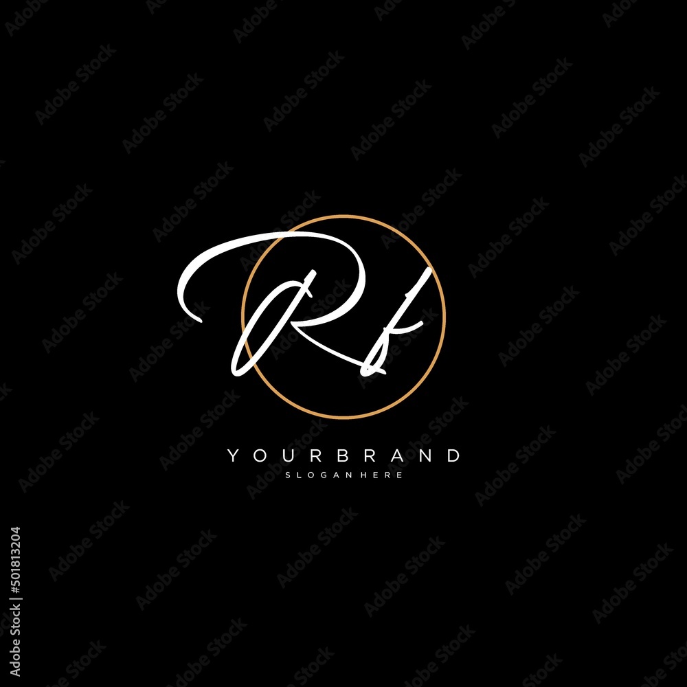 Initials RF logo monogram with simple circle line style Stock Vector ...