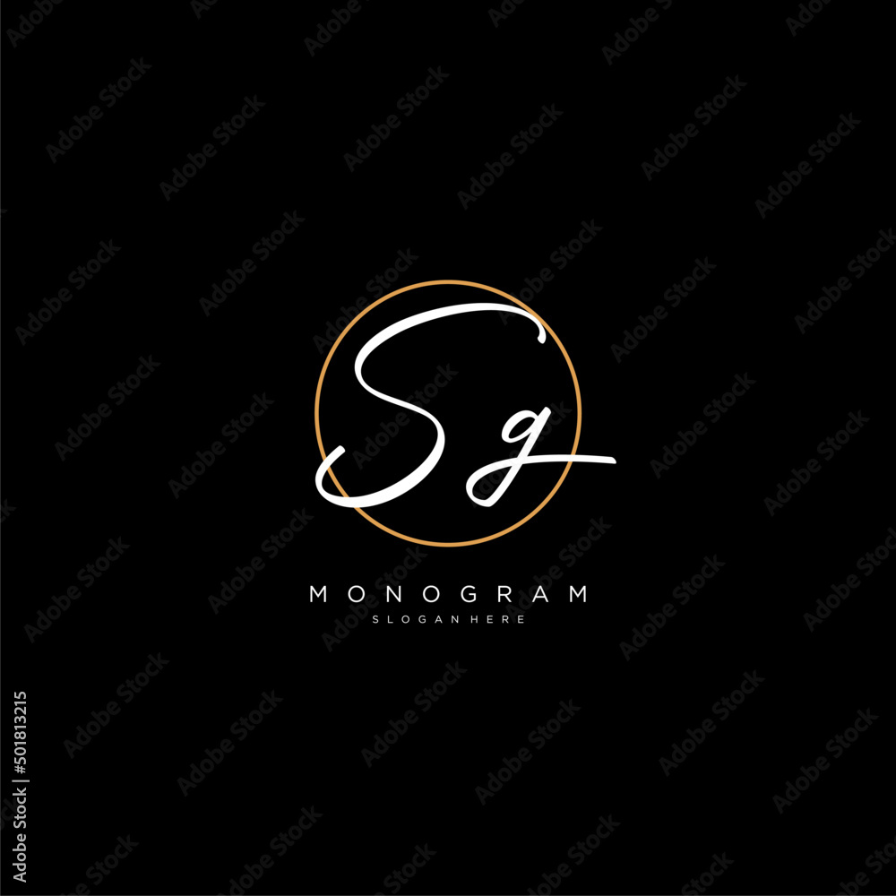 Initials SG logo monogram with simple circle line style Stock Vector | Adobe Stock