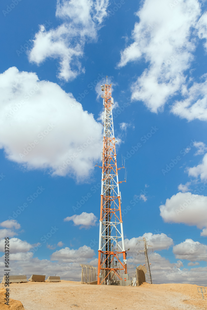 tower with antennas in the Arava desert Israel Stock Photo | Adobe Stock