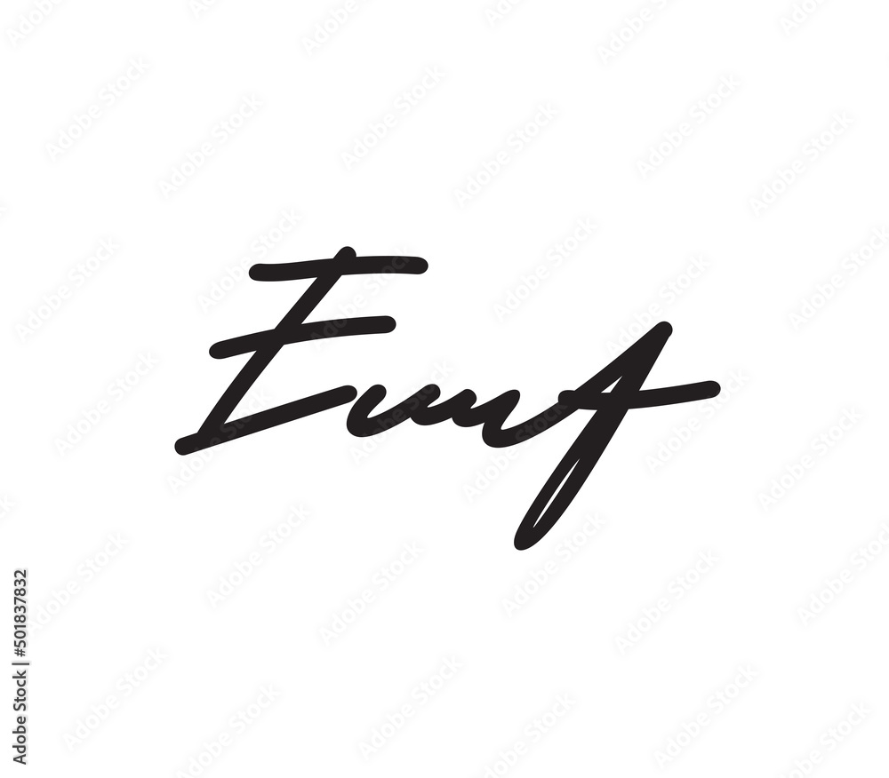 Initial letter E signature illustration, isolated on white background ...