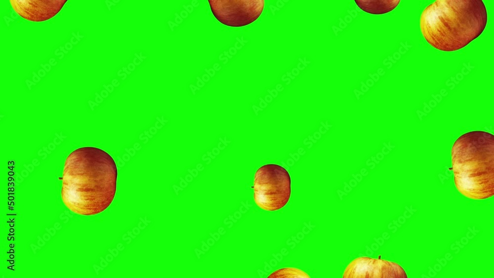 Minimal motion design - red apples rotating and moving down at green ...