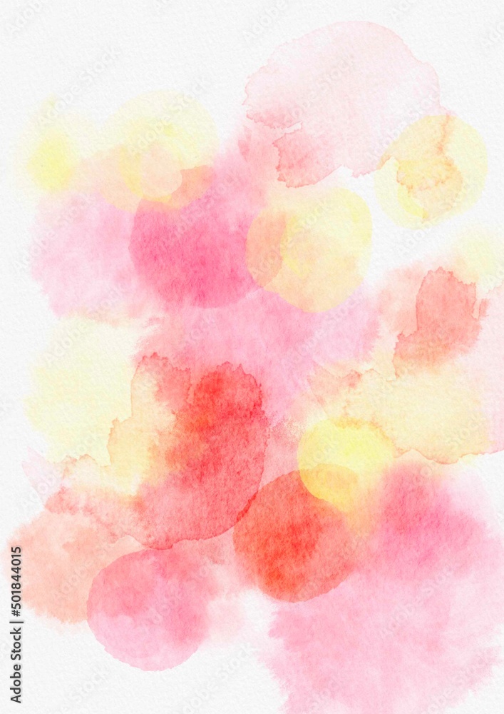 Red orange and pink yellow watercolor background painting in soft ...