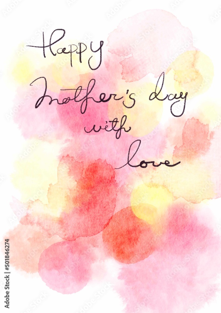 Happy Mother's day Red orange and pink yellow watercolor background ...