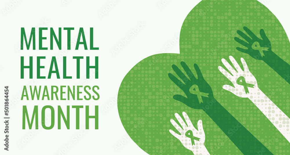 Vetor Do Stock Mental Health Awareness Month Vector Web Banner For
