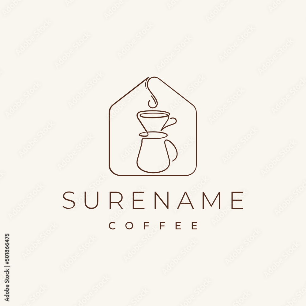 coffee cafe house line drawing logo simple inspiration Stock Vector ...