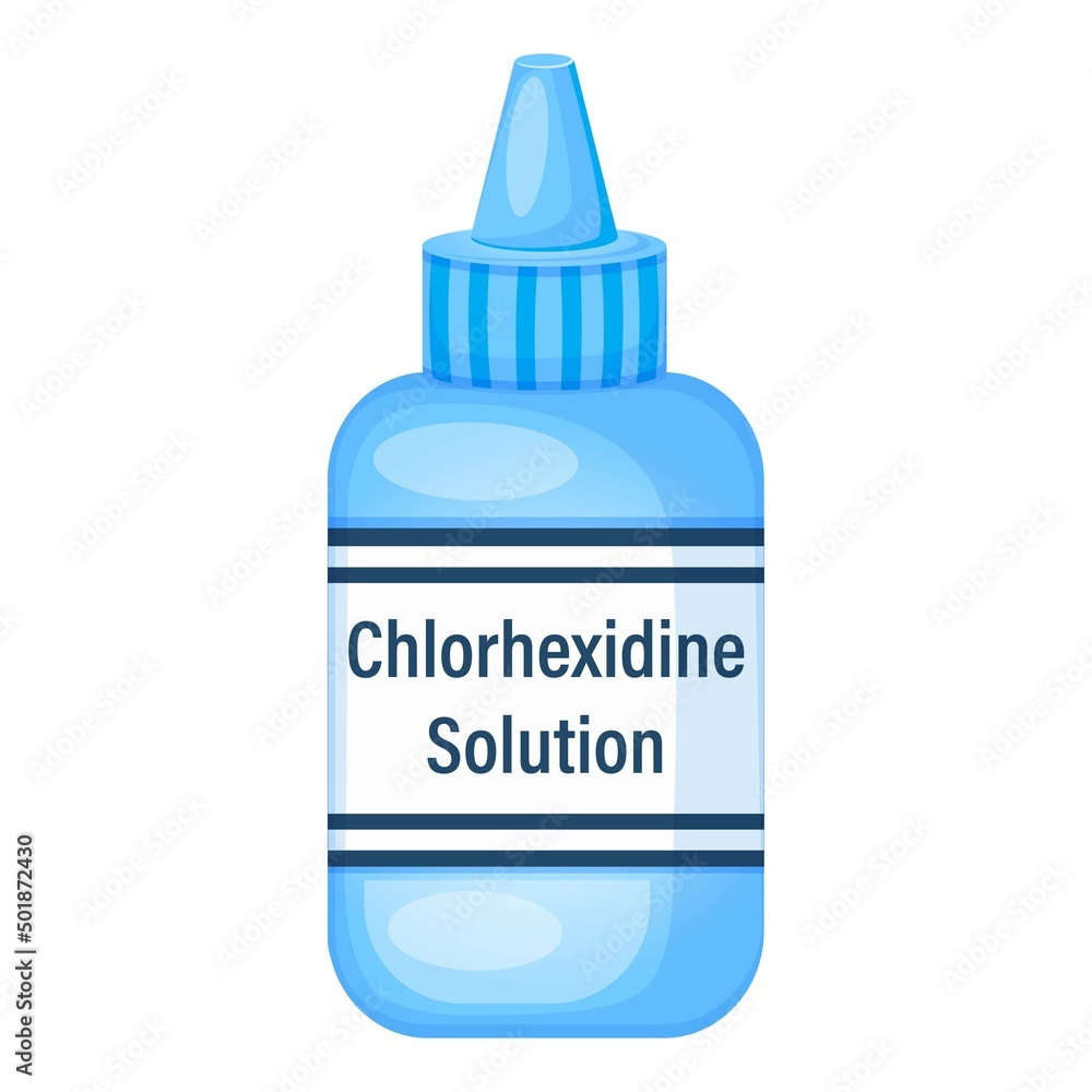 Chlorhexidine solution in a plastic bottle cartoon vector illustration ...