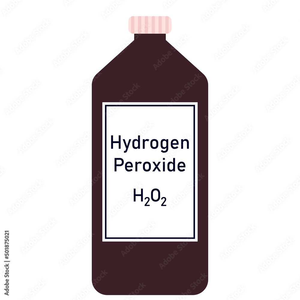 Hydrogen peroxide solution in a black big plastic bottle cartoon vector ...