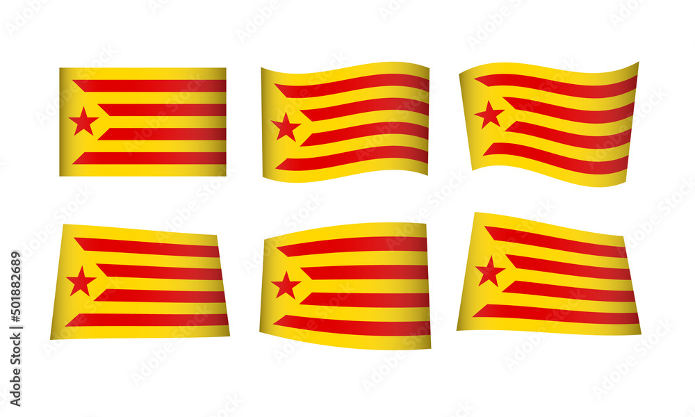 Red Estelada Catalonia Flag Catalan Flags Set Catalonian Vector Set ...