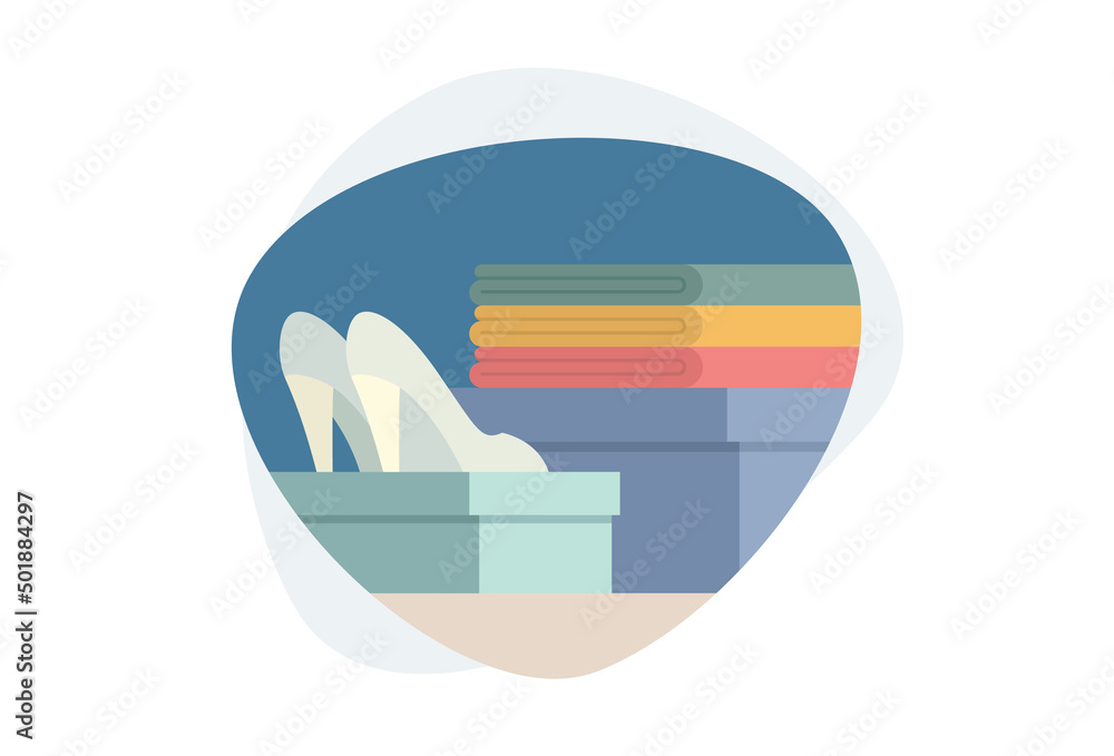 Clothes design elements on various shape background. Vector flat ...