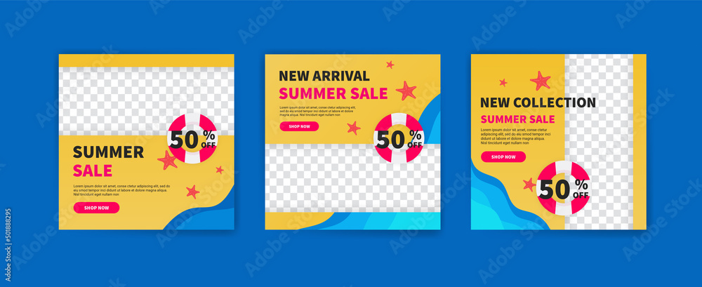 Summer sale social media post template. Vector for banners, posters and ...
