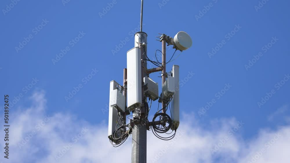Telecommunications tower carrying broadcasting antennas for gsm, 3G, 4G ...