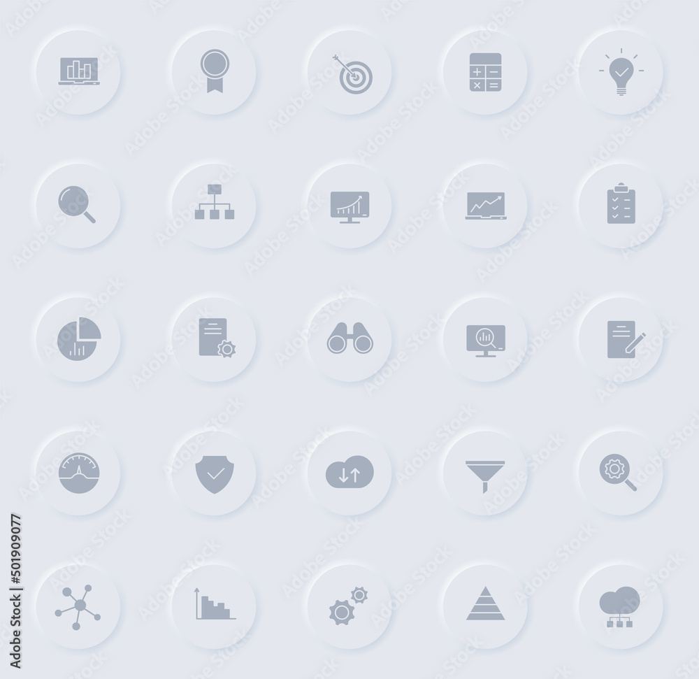 data analytics gray glyph icons on round rubber buttons. data analytics ...