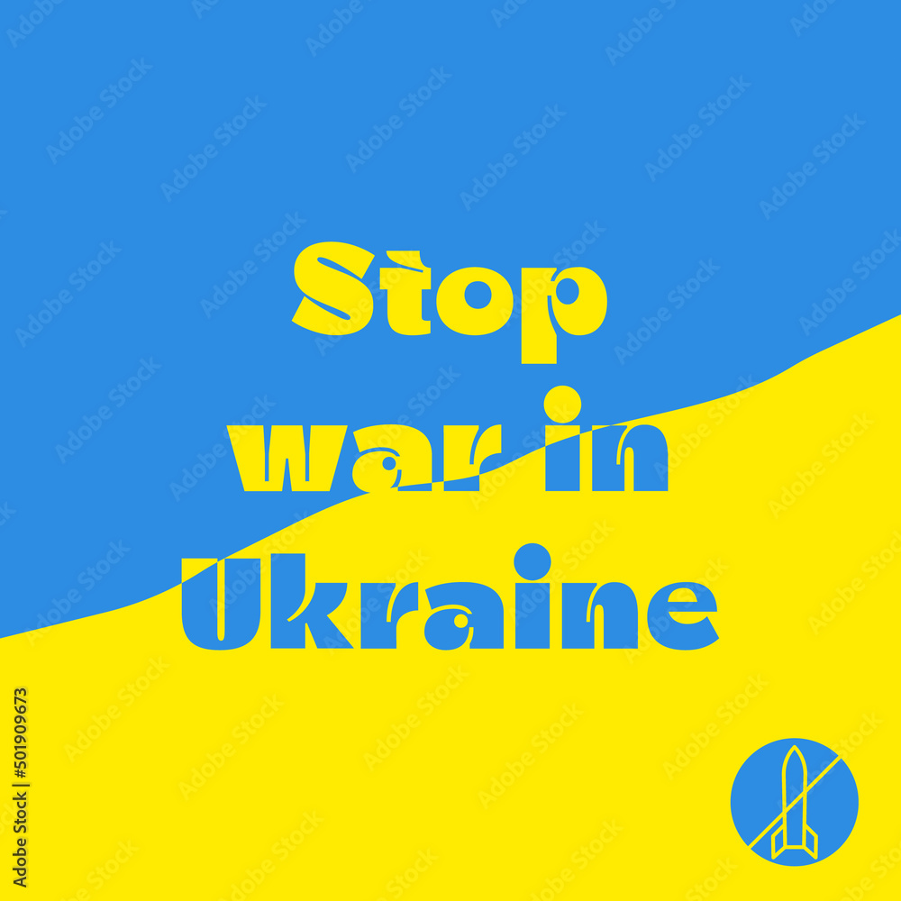 stop war in Ukraine square banner for social media. blue and yellow ...