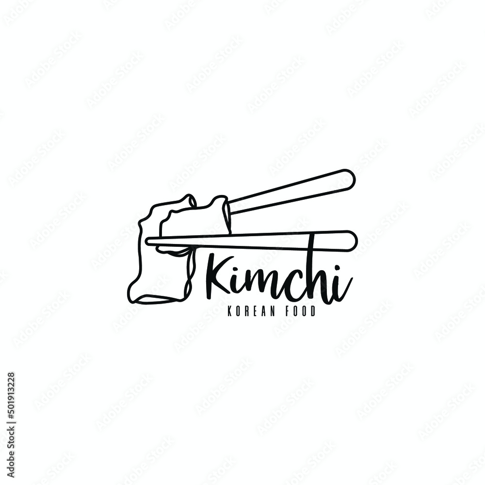outline chopstick kimchi logo vector design illustration with simple ...