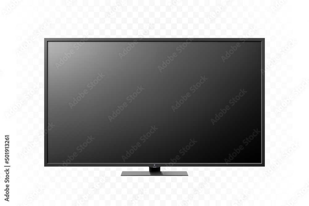 Realistic TV screen. Modern stylish lcd panel, led type. Large computer ...