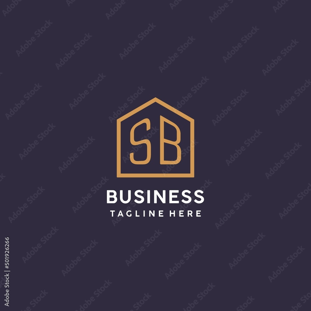 Initial SB logo with abstract home shape, simple luxury real estate ...